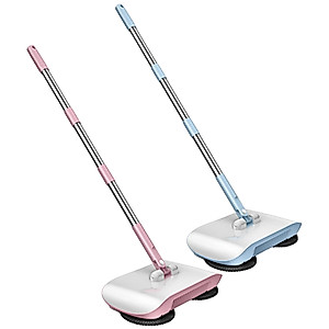 Hand Push Sweeper, 3 in 1 Household Sweeper Vacuum Cleaner, Crumb Sweeping Mop, Easy to Use Microfiber Mop Home Cleaning Tool for Home Use (Blue)