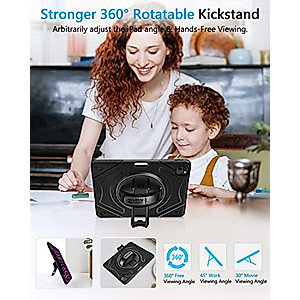 GEEKSDOM STOCK Case Compatible with iPad Pro 12.9 Inch, Heavy Duty Military Grade Drop Tested Shockproof Full Body Protection with Kickstand & Strap Case for iPad Pro 6th Gen 12.9 2022/2021/2020