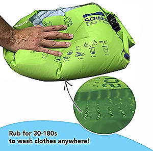 Scrubba Portable Wash Bag – Foldable Hand Washing Machine for Hotel and Travel – Light and Small Eco-friendly Camping Laundry Bag for Washing Clothes Anywhere Green Green 6.3" x 2.4" x 2.4"