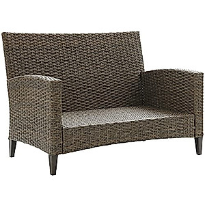 Crosley Furniture CO7161-LB Rockport Outdoor Wicker High Back Loveseat, Light Brown