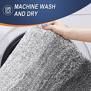 OLANLY Luxury Toilet Rugs U-Shaped, Extra Soft and Absorbent Microfiber Bathroom Rugs, Non-Slip Plush Shaggy Toilet Bath Mat, Machine Wash Dry, Contour Bath Rugs for Toilet Base, 20x24, Grey