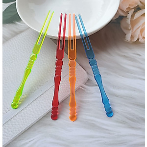 400PCS Disposable Plastic Cocktail Picks Fruit Forks, Mini Cake Forks Sticks Party Supplies, Tasting Appetizer Plates Picks Dessert Forks (Multicolor)