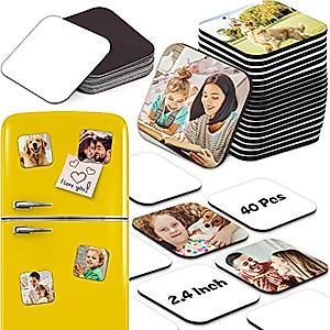 Sublimation Magnet Blanks, Personalized Sublimation Blanks Bulk with 20 PCS Larger Square Blanks, 20 PCS Fridge Magnets for Custom Refrigerator Oven Décor Office Calendar DIY Crafts (6 x 6 cm)