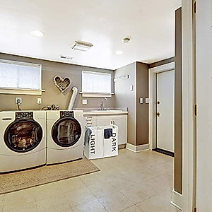 Danya B. TB1711WH Collapsible Folding Double Bin Laundry Hamper and Sorter with Handles - Pop-Up - Waterproof - Organize Dark and Light Laundry - White