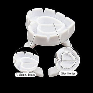 200 PCS Disposable Extension Glue Ring Lash Tattoo Nail Art Pigment Cup Heart Shape Plastic Glue Ring Holders Palette Container for Eyelash Extension Makeup Supplies