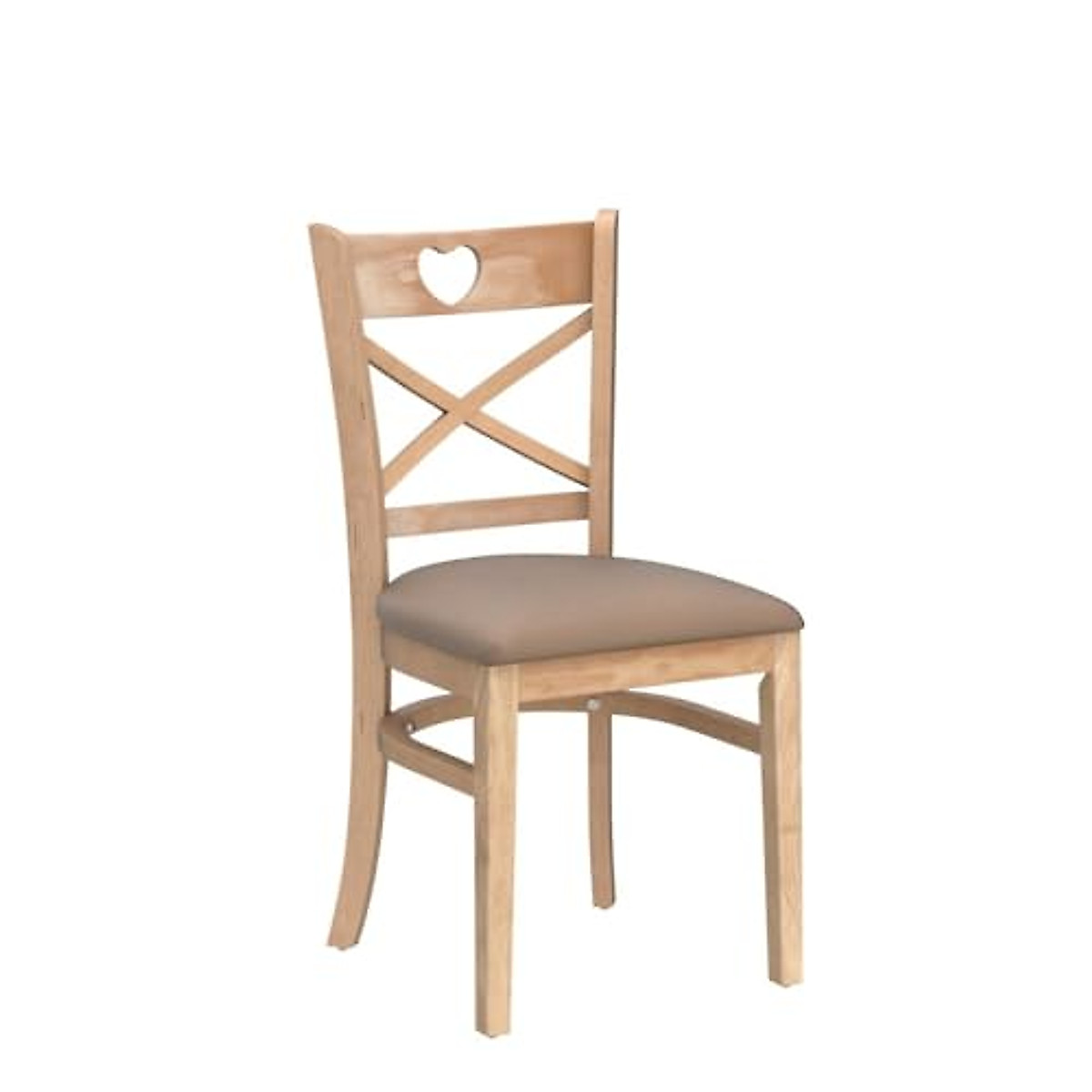 Livinia Heart X-Back Dining Chair Set of 2, Solid Malaysian Oak PU Leather Upholstered Cushion Seat Wooden Cross Back Side Chairs (Natural-Oak)