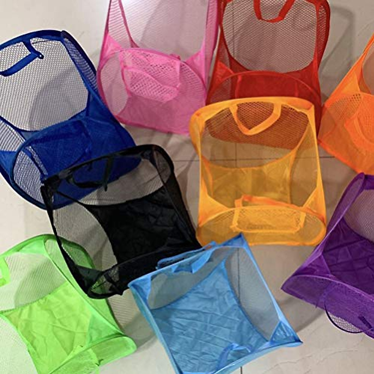 Yardwe Popup Mesh Laundry Basket, 2PCS Collapsible and Portable Clothes Washing Laundry Hamper for Laundry Room, Bathroom, Kids Room, College Dorm or Travel (Black, 30x30cm)