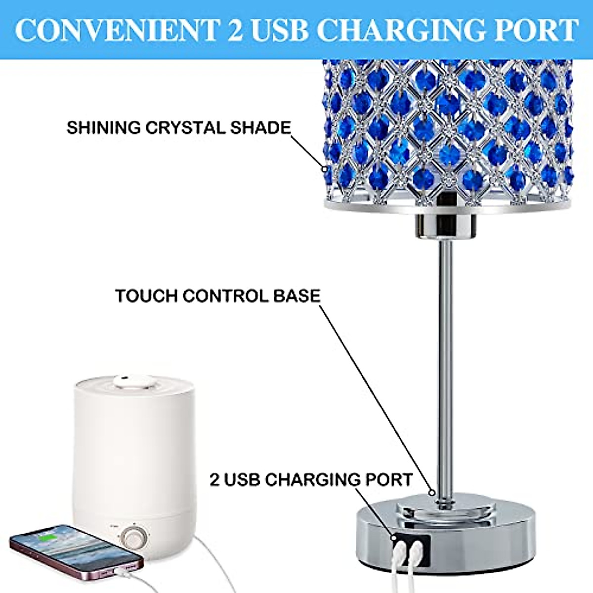 GyroVu Blue Crystal Lamp for Living Room Bedroom and Office