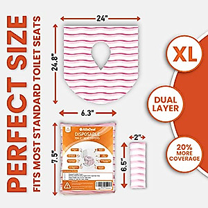 20 Extra Large Toilet Seat Covers Disposable for Kids & Adults-Toilet Covers Disposable for travel-Toddler Toilet Seat Cover Liners for Potty Training-Individually Wrapped-Waterproof (Pink Waves)