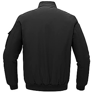 Gopune Men's Bomber Jacket Casual Fall Winter Military Jacket and Coats Outwear Black,M