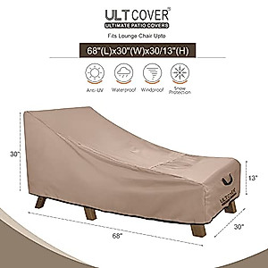 ULTCOVER Waterproof Patio Lounge Chair Cover Heavy Duty Outdoor Chaise Lounge Covers 2 Pack - 68L x 30W x 30H inch