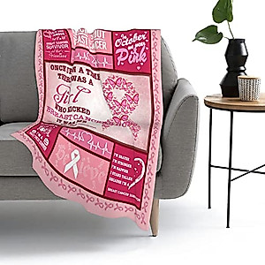Breast Cancer Awareness Blanket, Breast Cancer Survivor Gifts Throw Blanket 50"x40", Breast Cancer Gifts for Women Chemo Friend Coworker, Pink Ribbon Blankets Ultra Soft Fleece Warm Cozy for Bed Sofa