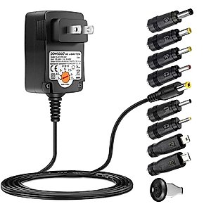 Powseed 3V 4.5V 5V 6V 7.5V 9V 12V Universal AC Adapter 12W AC/DC Power Adapter for Household Elecronics Pedals Routers Speakers CCTV Cameras Smart Phone USB Hub GPS Tablet Recorder etc.
