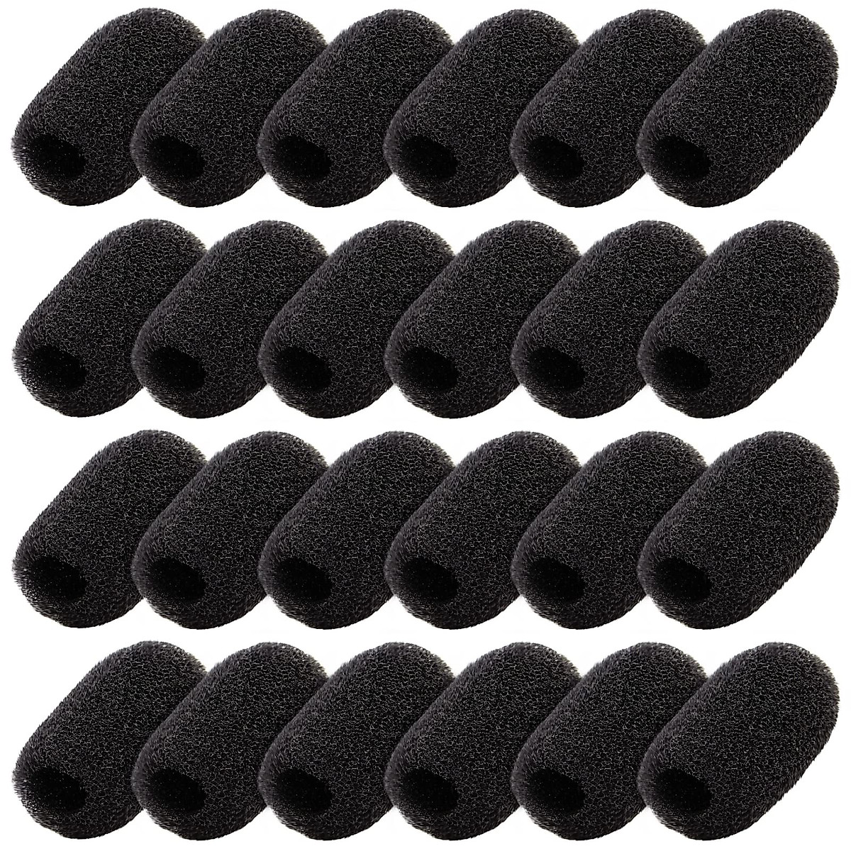 Juvale 24 Pack Microphone Headset Windscreen Covers - Mini Foam Wind Guard Screens for Lavalier and Lapel Mic, Noise Reduction Muff (Black, 0.8 Inch)