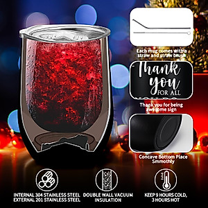 Inbagi Employee Appreciation Gifts 12 oz Stainless Steel Insulated Wine Tumbler Teacher Nurse Coworker Mug with Lids Inspirational Women Male Gifts Father's Day Gift Grad Gift(Black, 10 Pcs)