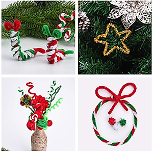 Livder 400 Pieces Christmas Pipe Cleaners Chenille Stem, Red Green Glitter DIY Art Crafts, 4 Colors