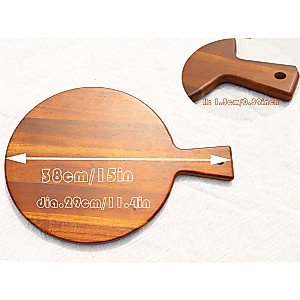 17x7.9in Acacia Wood Cutting Board with Handle, Cheese Paddle Cutting Board Serving Board with Handle Rectangle Bread Board Wooden Board Christmas
