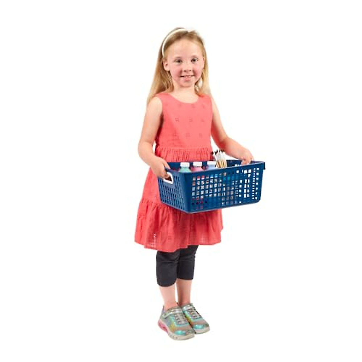 Really Good Stuff Large Plastic Book Baskets, 13?" by 10" by 5?" - 6 Pack, Navy| Classroom Library Organizer, Toy Storage, Multi-Purpose Organizer Basket