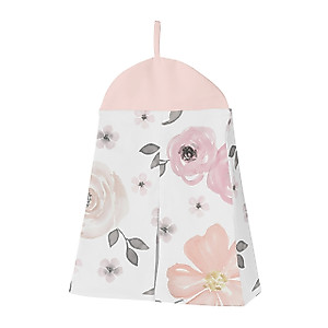 4 pc. Blush Pink, Grey and White Watercolor Floral Baby Girl Crib Bedding Set by Sweet Jojo Designs - Rose Flower Polka Dot