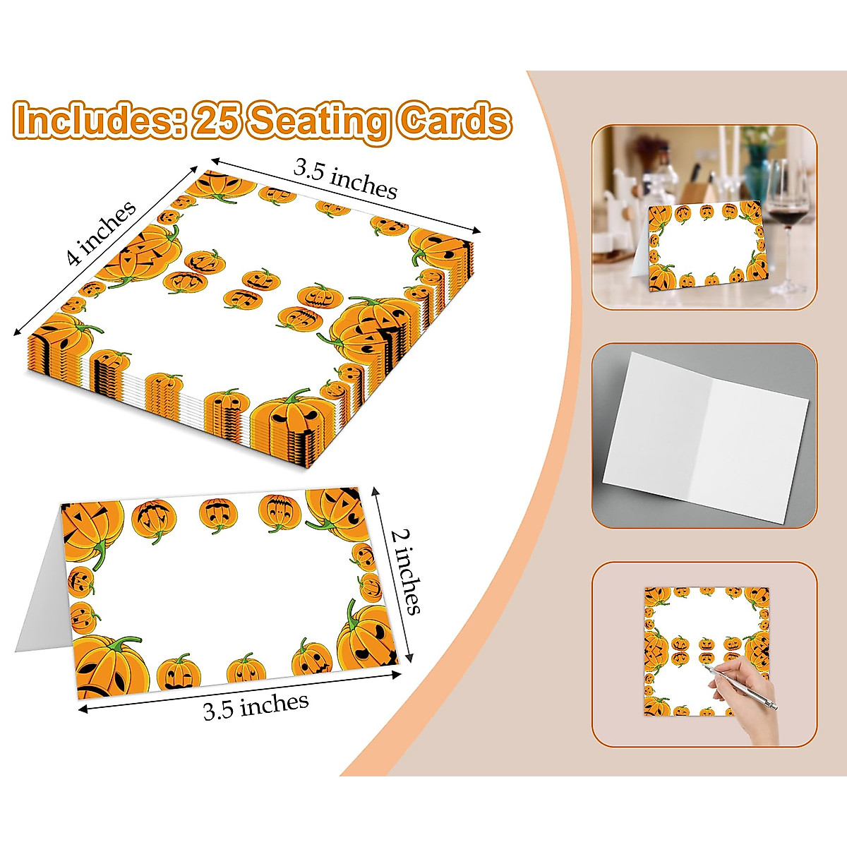 Halloween Decorations for Party,Rustic Wedding Table Name Number,Seating Cards,Tent Cards,Buffet Table Cards,Party Supplies,Place Cards for Wedding or Party,A Set of 25 Foldable Seat Cards-7