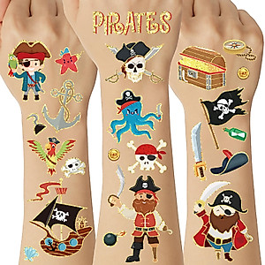 Ctosree 568 Pieces Pirate Temporary Tattoos Cute Fake Pirate Tattoos Body Pirate Stickers Pirate Accessories Pirate Party Favors for Girls Boys Kids Birthday Party Class School Prizes Gift Rewards