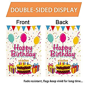 QWETRY Happy Birthday Garden Flag Double Sided, Small Vertical Premium Burlap Rustic Welcome Birthday Yard Flag for Farmhouse Outside Outdoor Flags 12.5 x 18 Prime Birthday Party Celebration Banner