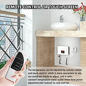 DAORDAER Mini Electric Tankless Water Heater 3000W 110V Constant Temperature Instant Hot Water Heater with Remote Control Digital Display On Demand Hot Water Heater