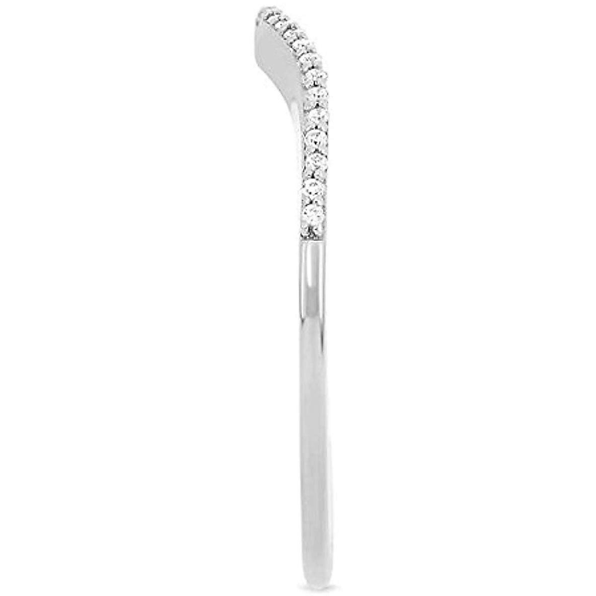 14k White Gold Plated 925 Sterling Silver 0.32 (Ctw) Cubic Zirconia Wedding Curved Half Eternity Band Ring For Womens