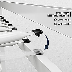 IKIFLY Junior Metal Twin Loft Bed Frame/Two Build-in Ladders & Safety Guard Rail - for Adults/Teens - Easy Assembly, Space-Saving Design - White