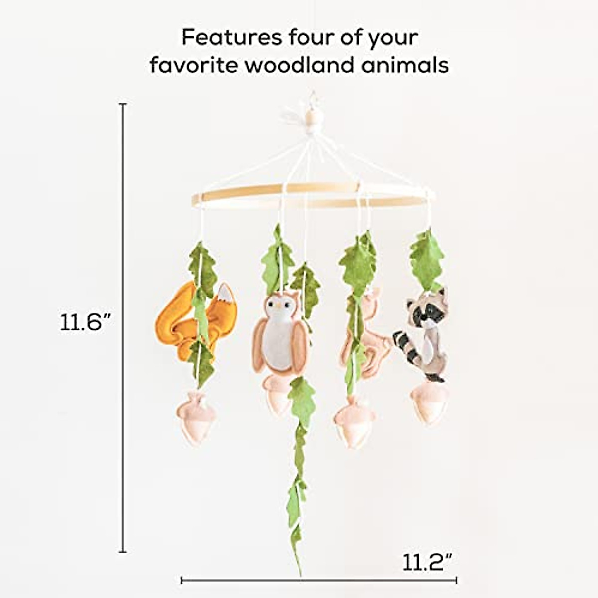 First Landings Woodland Baby Mobile for Crib - Baby Nursery Mobiles - Woodland Nursery Decor Theme - Gender Neutral Baby Stuff - Animals Forest Nursery Decor Baby Mobile - Woodland Baby Stuff