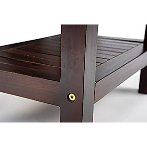 ALA Teak Classic 24 Teak Wood Shower Bath Spa Waterproof Stool Bench with Shelf Brown