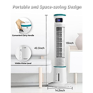Evaporative Air Cooler - COMFYHOME 3-in-1 Portable Air Conditioner, 4 Modes Cooling Fan, 20Ft Remote & 15H Timer, Quiet Evaporative Cooler, 70° Oscillation,1-Gal Water Tank Room Cooler for Home Office