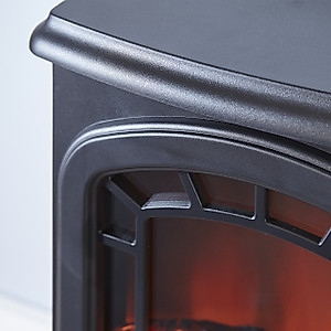 e-Flame USA Aspen Freestanding Electric Fireplace Stove - 3-D Log and Fire Effect (Black)