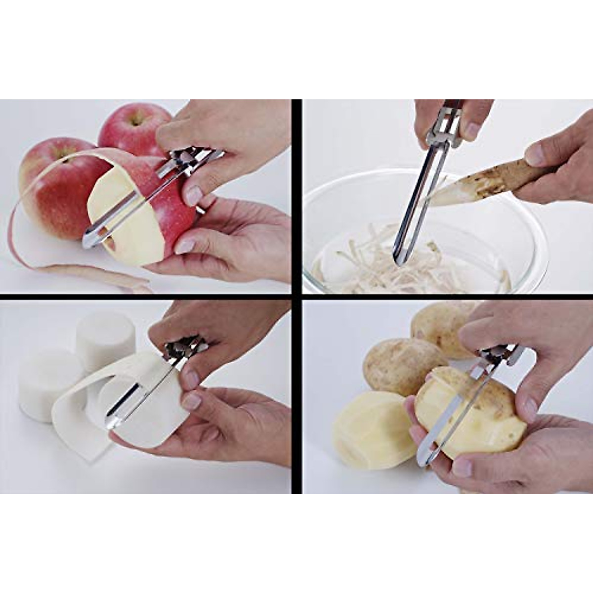 Seki Japan Long Vegetable Peeler, stainless steel blade with plasctic safety cover