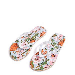 Vera Bradley Women's Flip Flops, Sea Air Floral, Large (US Women's Size 9-10)
