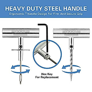 CKAuto Universal Tire Repair Kit, Heavy Duty Car Emergency Tool Kit for Flat Tire Puncture Repair, 36 Pcs Value Pack, Tire Plug Kit fit for Autos, Cars, Motorcycles, Trucks, RVs, etc.