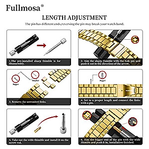 Fullmosa 18mm Stainless Steel Watch band, Quick Release Link Watch Strap Bracelet Compatible with Garmin Vivoactive 4S/Vivomove 3S/Active S/Venu 2S/Move 3S, Golden