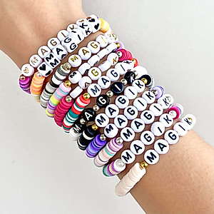 Magik Custom Name Heishi Bead Bracelet Personalized Mama Bracelet Heishi Disc Stack Beaded Bracelet for Women Men