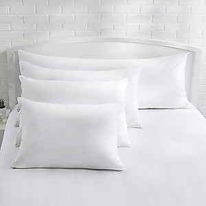 Amazon Basics Standard Pillowcase with Zipper, 100% Cotton Hypoallergenic, Pillow Protector, White (27 x 21 Inches), Pillows Not Included