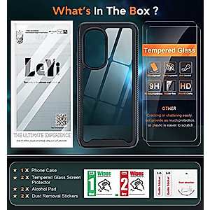 LeYi for Motorola Edge 2022 Case, Moto Edge 2022 Case with 2 Tempered Glass Screen Protector, Full-Body Shockproof Bumper Rugged Hybrid Clear Protective Phone Case for Motorola Edge 2022, Black