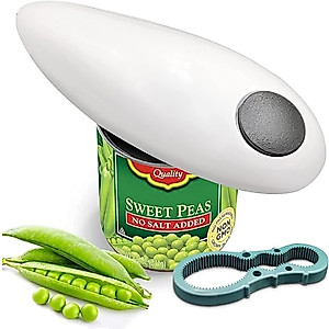 Portable One Touch Automatic Electric Can Tin+ Free Bottle Jar Grip Mate Opener Battery Operated Hands-Free for Seniors with Arthritis Eliminate Hand Pain HelpPrevent Injuries Strain