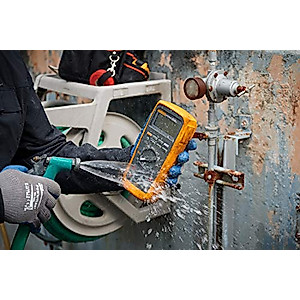 Fluke 87V MAX True-RMS Digital Multimeter, Rugged, Waterproof and Dustproof IP67 Rated, Up to 800 Hour Battery Capacity, Built-In Thermometer, Withstands Drops Up To 13 Feet, Includes TL175 Test Leads