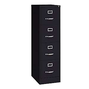 Office Dimensions Commercial 4 Drawer Letter Width Vertical File Cabinet, 22" Deep - Black