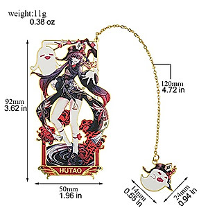 Anime Genshin Impact Hutao Bookmark - Xiao, Kazuha, Hutao, Raiden Shogun, Zhongli, Venti, Keqing Tassels Genshin Impact Book Marks Gifts for Students Scholar Reading