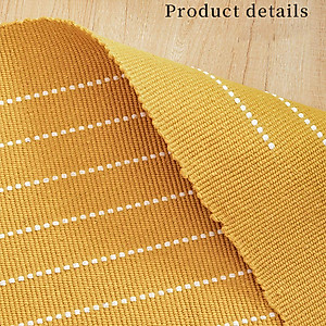 Wolala Home Bohemian Geometric Mustard Rug Hand Woven Cotton Rugs Entry Way Rug Rag Rug with Tassels and Non-Slip Mats Modern Floor Mat for Door Porch Kitchen 2x3 Feet,Machine Washable Yellow