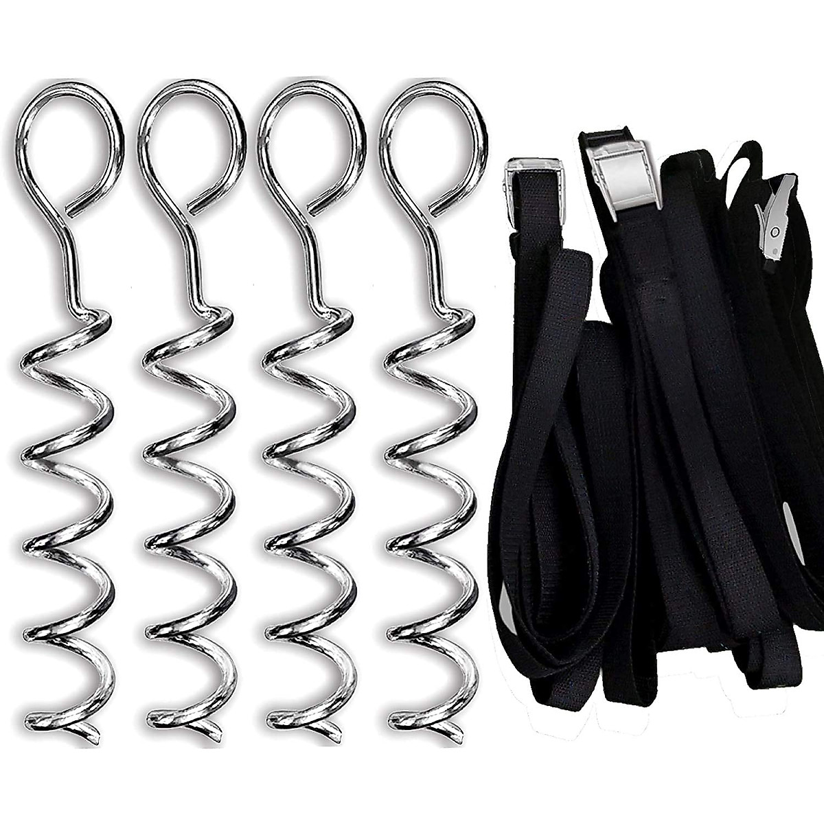 Bounce Master Heavy Duty Spiral Trampoline Anchors Stakes - Galvanized Giving a Greater Span of Anchorage - Wind Stakes - Strong Ground Trampoline Anchor Kit