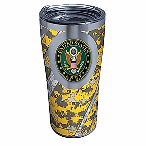 Tervis Army Stainless Steel Tumbler with Clear and Black Hammer Lid 20oz, Silver
