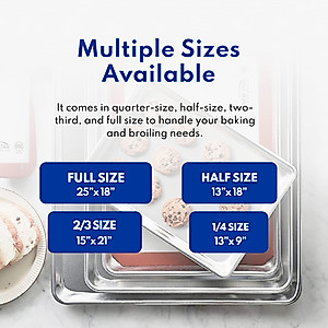 New Star Foodservice 38439 Commercial-Grade 18-Gauge Aluminum Sheet Pan/Bun Pan & Silicone Baking Mat Set, 13" L x 18" W x 1" H (Half Size)