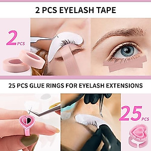 Embagol Lash Practice Kit For Beginners Professional Lash Accessories With Mascara Brushes, Glue Rings, Lash Tape, Gel Eye Patches Eyelash Extensions Training School Supplies