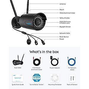 REOLINK Plug-in WiFi Outdoor Security Cameras, 4MP Wired Wi-Fi Camera for Home Security, Smart Person/Vehicle Detection Alert, HD Night Vision, IP66 Waterproof, Works with Google Assistant, RLC-410W